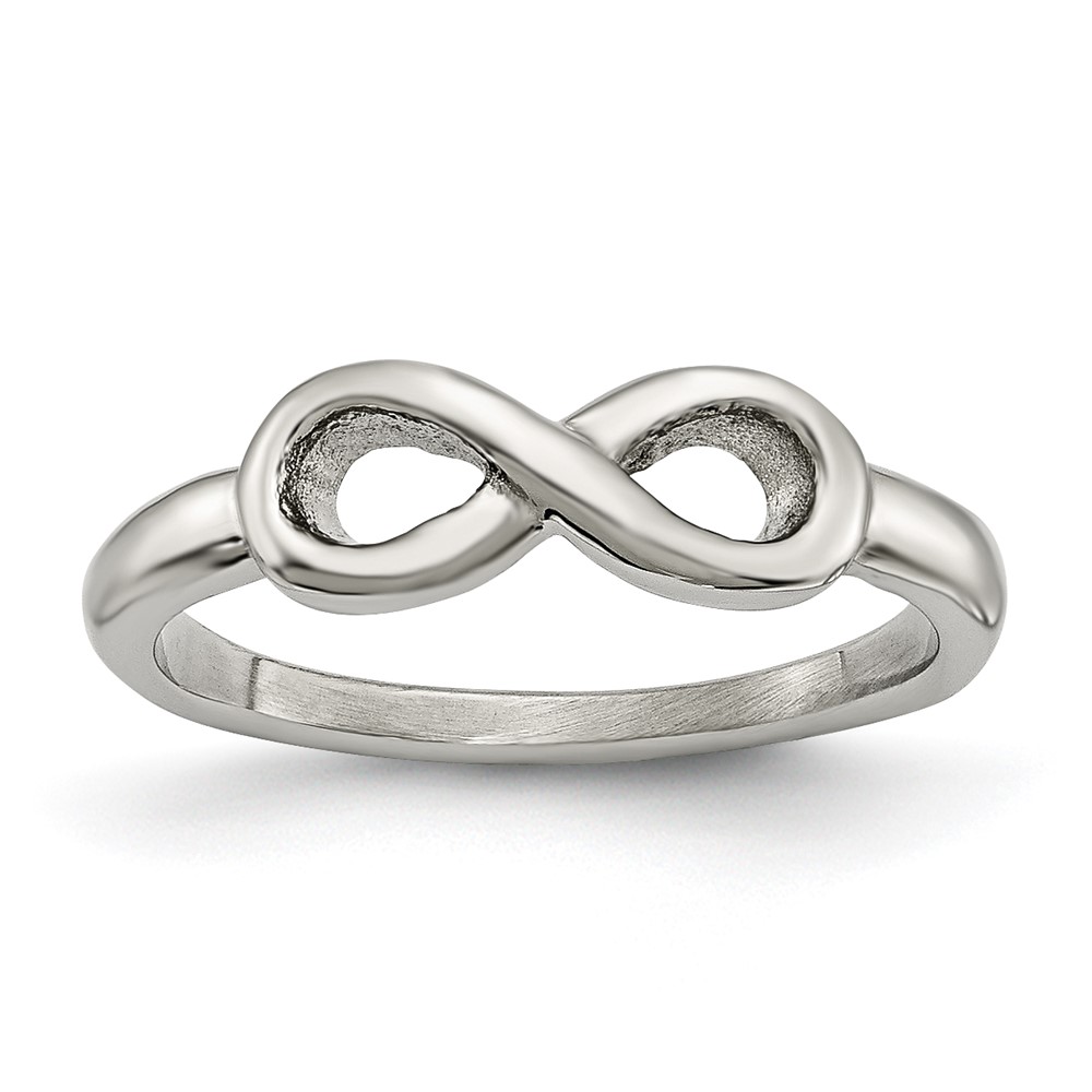 Stainless Steel Polished Infinity Symbol Ring - Objewelers