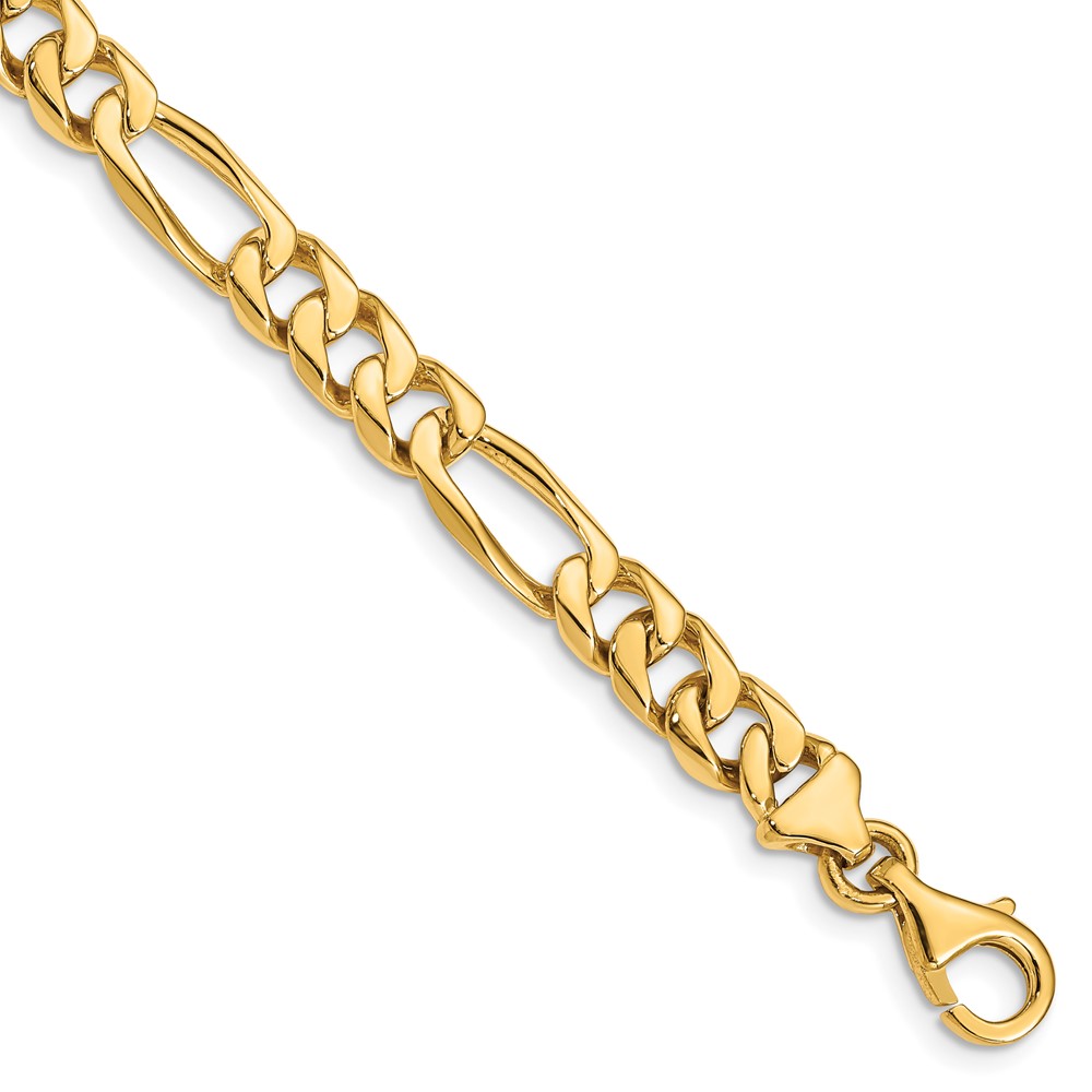 14k 7mm Hand-Polished Figaro Link Bracelet - Objewelers