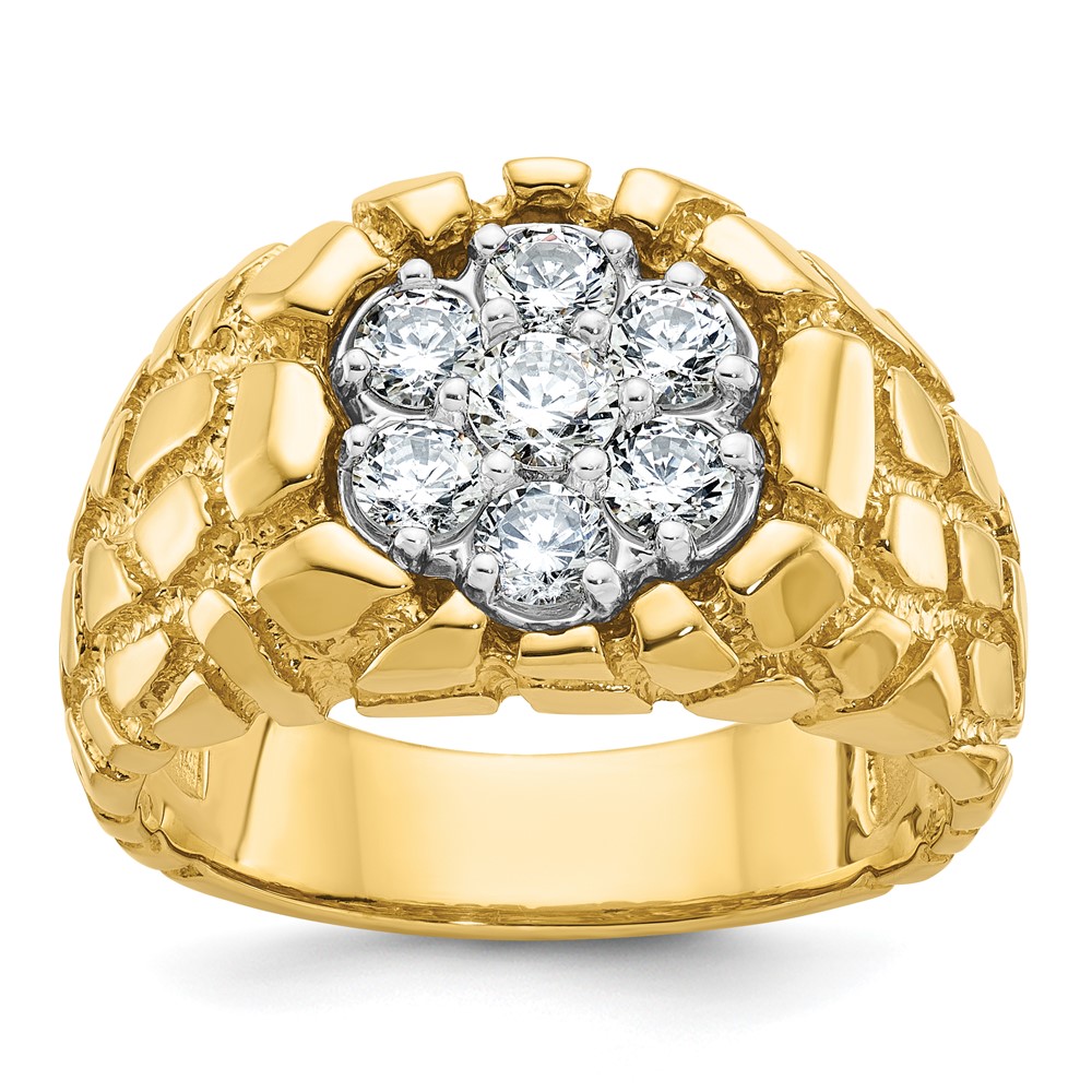 10K Polished Nugget Cluster Diamond Men's Ring - Objewelers