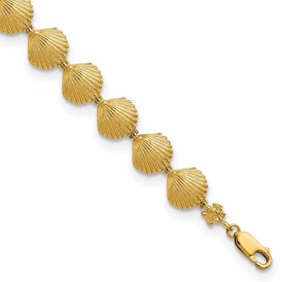 14k Textured Shells 7in Bracelet - Objewelers