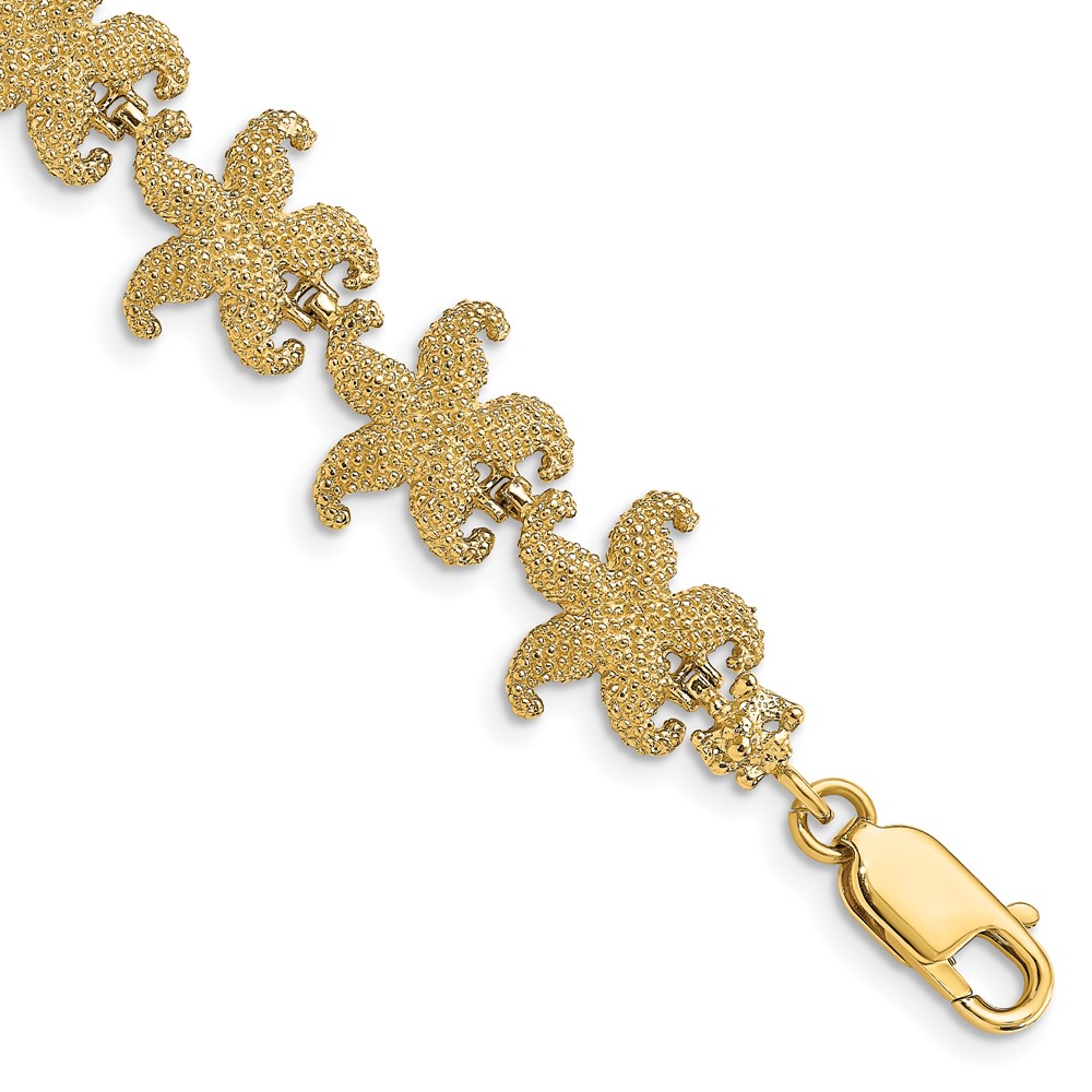 14k Puffed Starfish Link Bracelet - Objewelers
